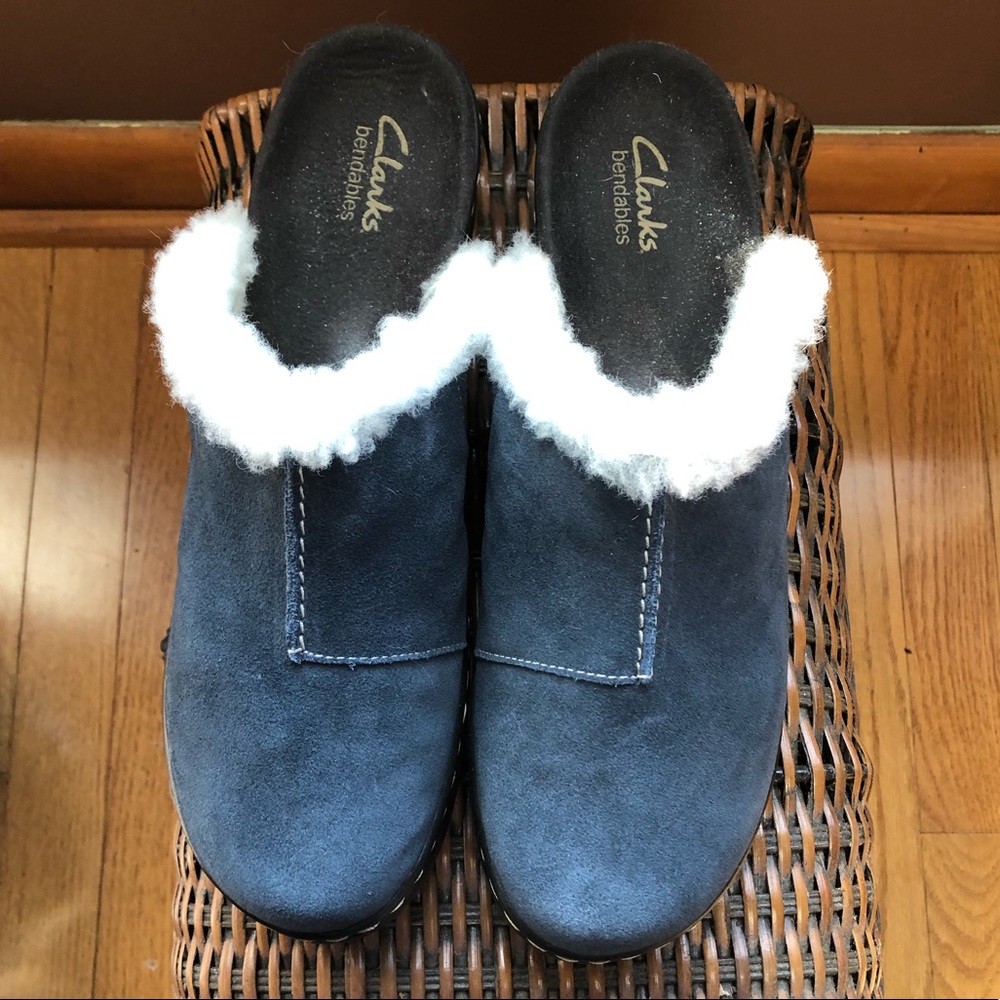 Clarks Bendable Lexi Carousel Navy Blue Suede Clog - Gem